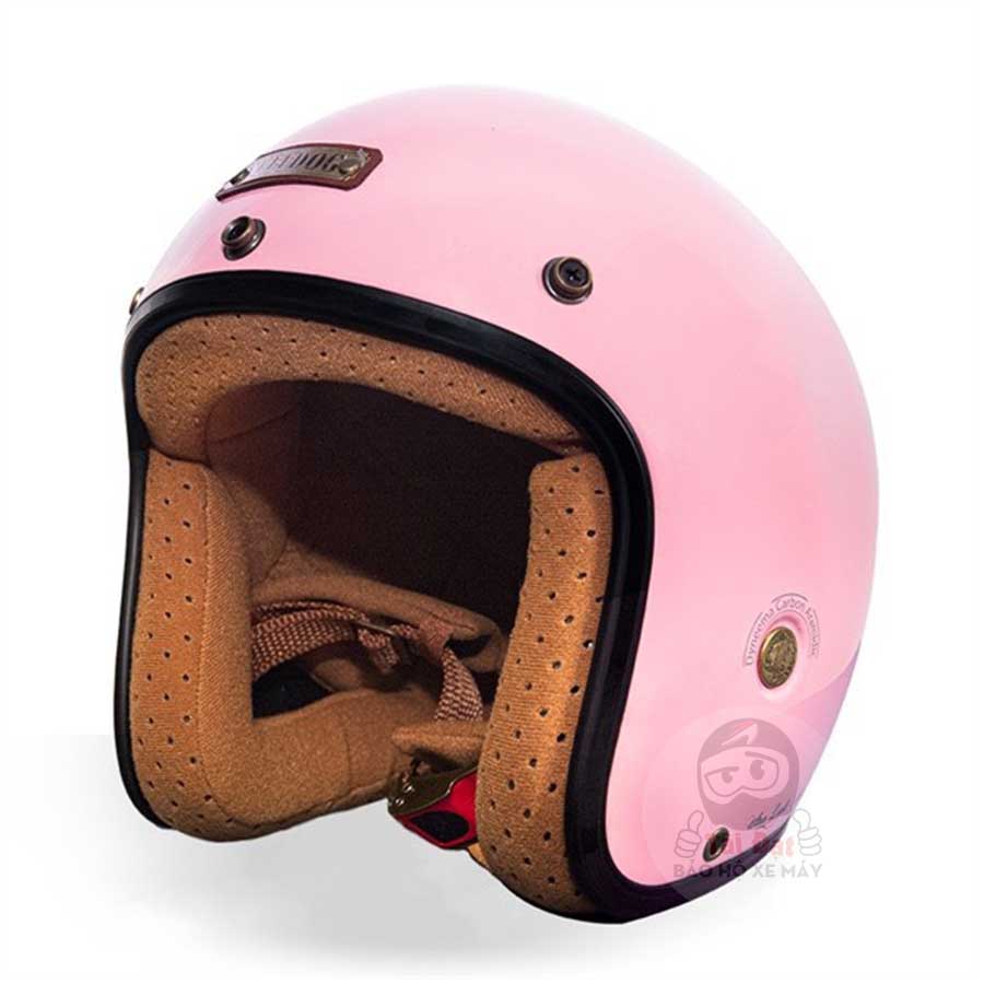 Nón 3/4 Bulldog Heli Hồng bóng - Mũ Bulldog Heli Sợi thủy tinh ...