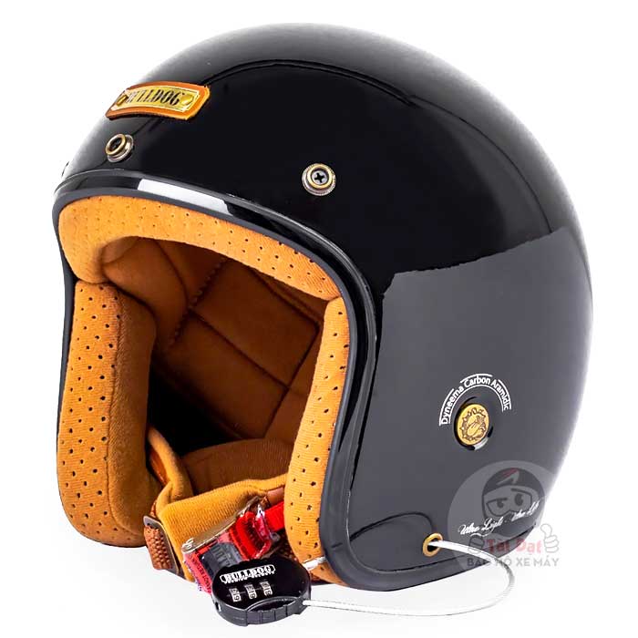 Bulldog Heli Glossy Black Fiberglass – Nón Tài Đạt